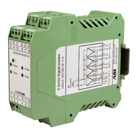 Asi 4-20mA Signal Splitter, 1 Input, 4 Output, 24V DC, Loop or Non-Loop Powered, DIN Rail Mount ...